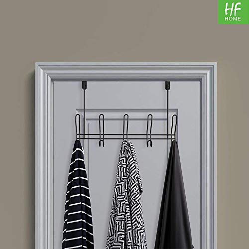 Over Door 10 Hooks Metal Storage Organizer Rack for Coats, Hoodies, Hats, Towels, Stylish Over Door Hanger for Home or Office Use, Heavy-Duty Iron Wire Black
