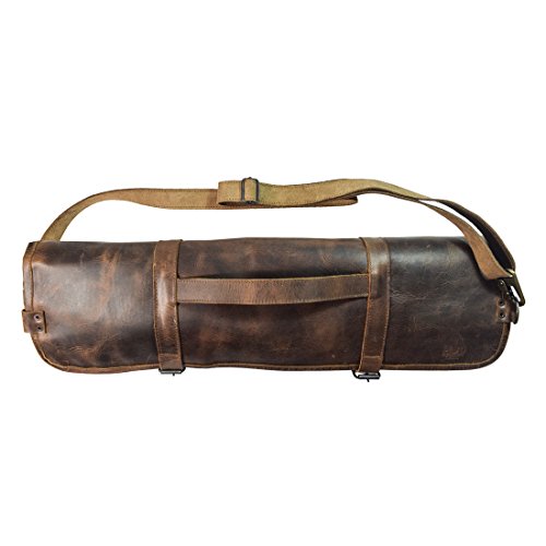 Hide & Drink, Durable Leather Knife Roll With Durable Water Resistant Canvas Lining (8 pockets) Handmade :: Bourbon Brown