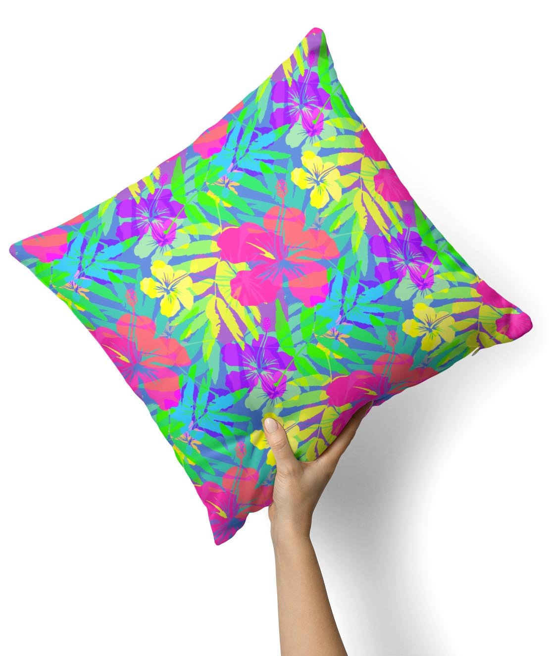 iiRov Summer Design Ink-Fuzed Decorative Throw Pillow - Tropical Fluorescent v1