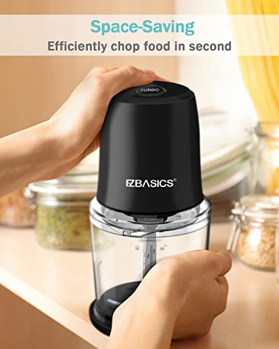 EZBASICS Food Processor, Small Electric Food Chopper for Vegetables, Meat, Fruits, Nuts, 2 Speed Mini Food Grinder With Sharp Blades, 2-Cup Capacity, Black