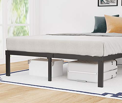 ZIORS 3500lbs Heavy Duty,14 Inch Steel & Wooden Slat Support Reinforced Platform Bed Frame,Mattress Foundation/No Box Spring Needed/Easy Assembly/Noise Free,Full/Queen/California King (King)