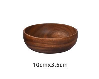 Acacia Wood Bowls Small Size for Handmade -Carved Dia 4"x 1.5 H Set of 4 Calabash Bowls (FREE 4 Wood Spoons)