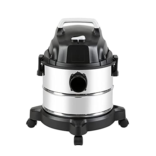 Amazon Basics Wet Dry Vacuum Cleaner, 4 gallon Shop, 3 HP Stainless Steel, Grey/Black