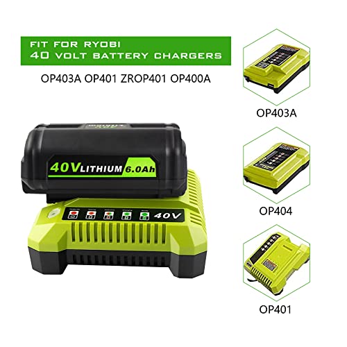 DV8DKV7 40V 6.0Ah Battery Replacement for Ryobi 40v Battery, 6000mAh High Capacity Compatible with Ryobi 40v Tools and Charger