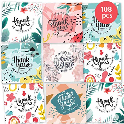 Thank You Cards Small Business | 108 Thank You for Your Order Cards 6 Designs 3.5"x3.5" | Thank You for Supporting My Small Business |Cards Small Thank You Cards Mini Thank You for Shopping Cards…