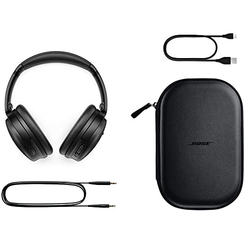 Bose QuietComfort 45 Wireless Noise-Canceling Headphones (Midnight Blue) Bundle with PowerBank + Headphone Stand + USB Adapter + 3.5mm Extender & Splitter + Headphone Cleaning Kit (Renewed)