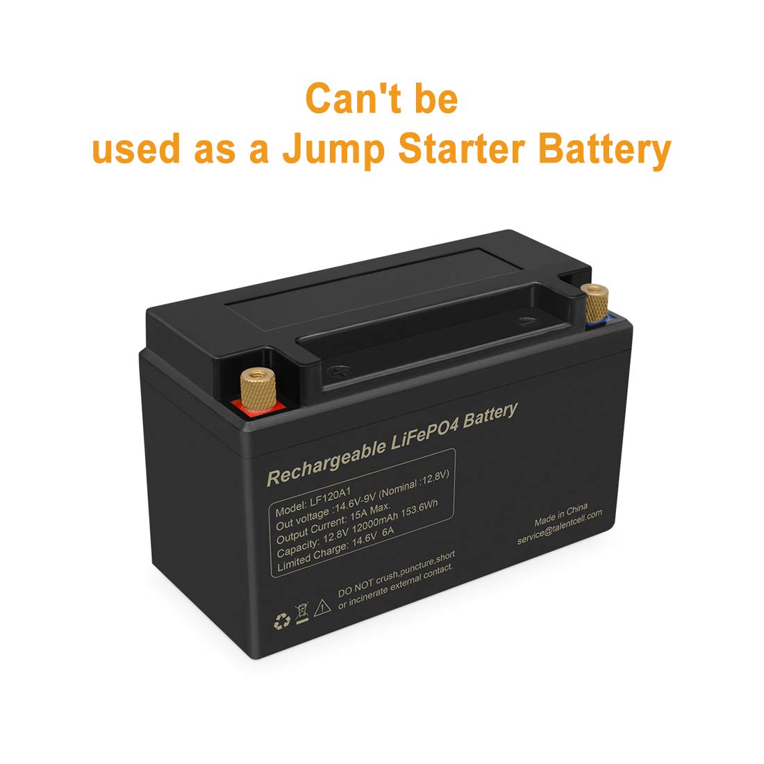 Talentcell 12V LiFePO4 Battery Pack LF120A1, Deep Cycle Rechargeable 153.6Wh 12.8V 12Ah Lithium Iron Phosphate Batteries