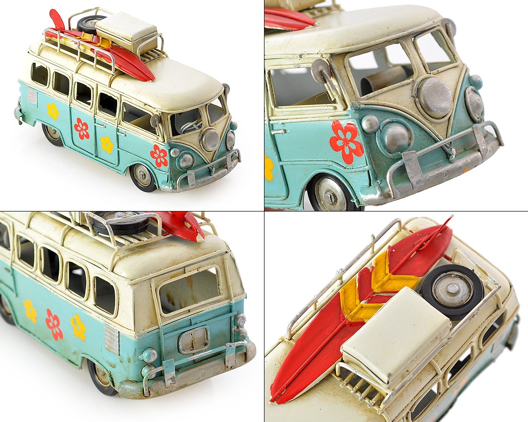 Camper Van Model 6.3 Inches Retro Classic Camper Van T1 Style Metal Beach Bus Vehicle Home Decor - Ideal Birthday Surprise for Boyfriend - Blue