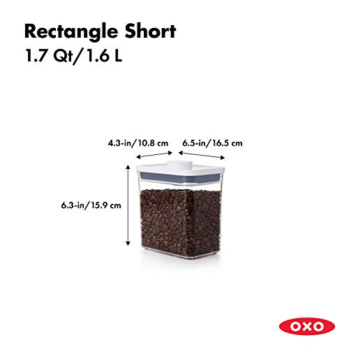 OXO Good Grips POP Container β Airtight 1.7 Qt for Coffee and More Food Storage, Rectangle, Clear & Good Grips POP Container Coffee Scoop, Clear