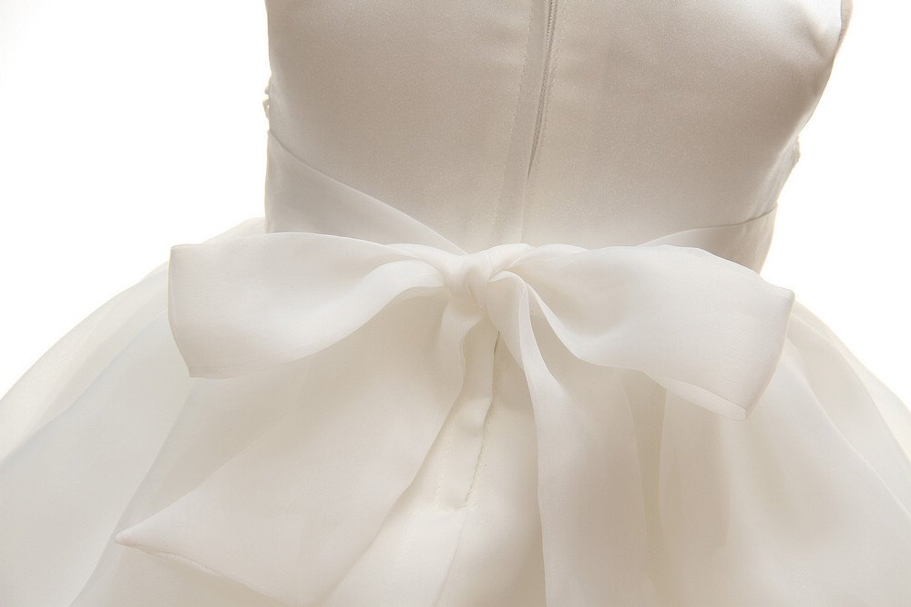 Meiqiduo Baby Girls Dresses Christening Wedding Pageant Bow Formal Dress Ivory White (6M/6-12months)