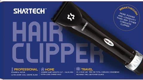 SHARTECH Professional Hair Clipper Cord/Cordless Hair Cutting & Trimming Kit, Super Quality Metal and Ceramic Blade, Cut Size 0.5mm(000)-1.7mm, 3 5 7 9mm Combs, with 2 Rechargeable Lithium Batteries
