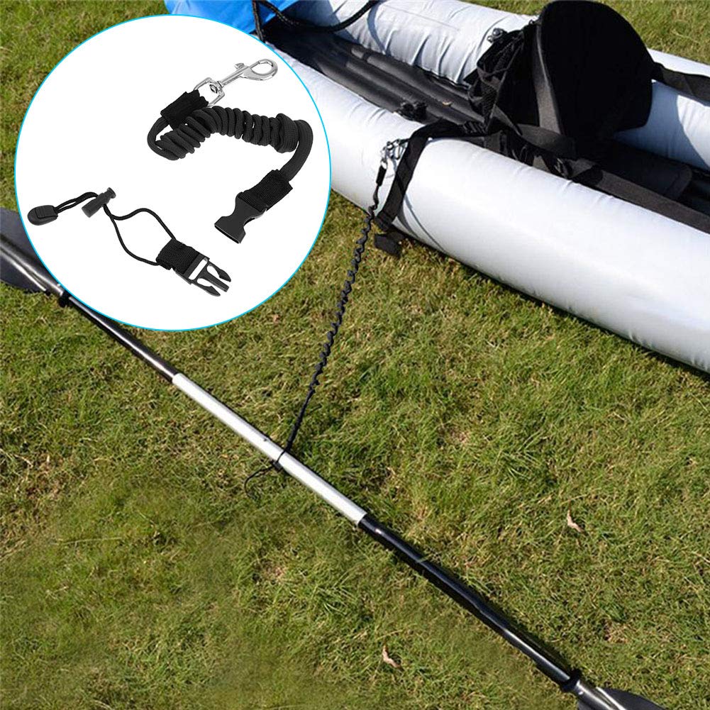 4 Pcs Kayak Paddle Holder Clips with Hardware & Adjustable Kayak Paddle Leashes Coming with Rubber Kayak Paddle Drip Rings Universal Kayak Boat Accessories