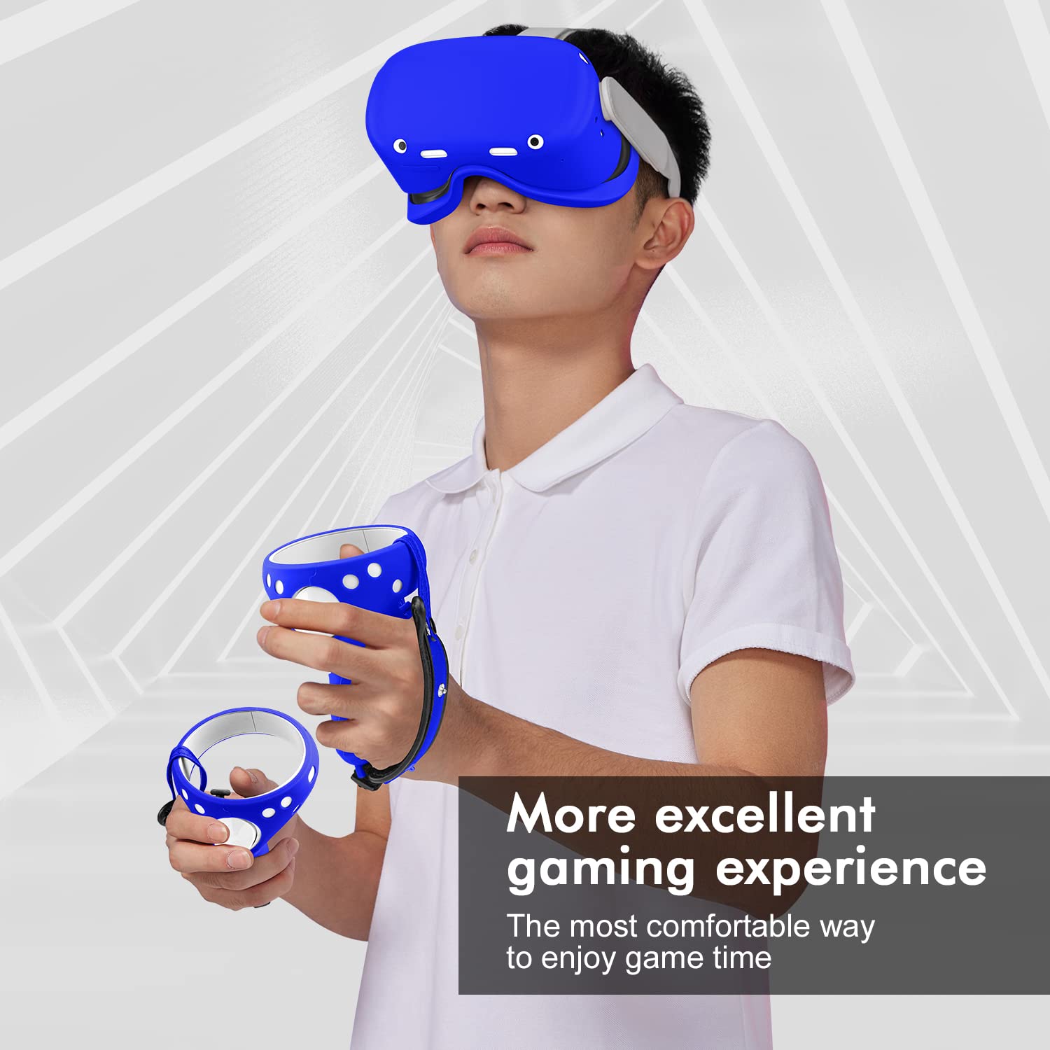 Accessories for Oculus Quest 2, YIZEIJOB 4 in 1 VR Silicone Cover Skin Set- Including VR Headset Cover, Two Quest2 Controllers Grips Cover, Anti-Sweat Face Pad, and Oculas VR Lens Protector-Red