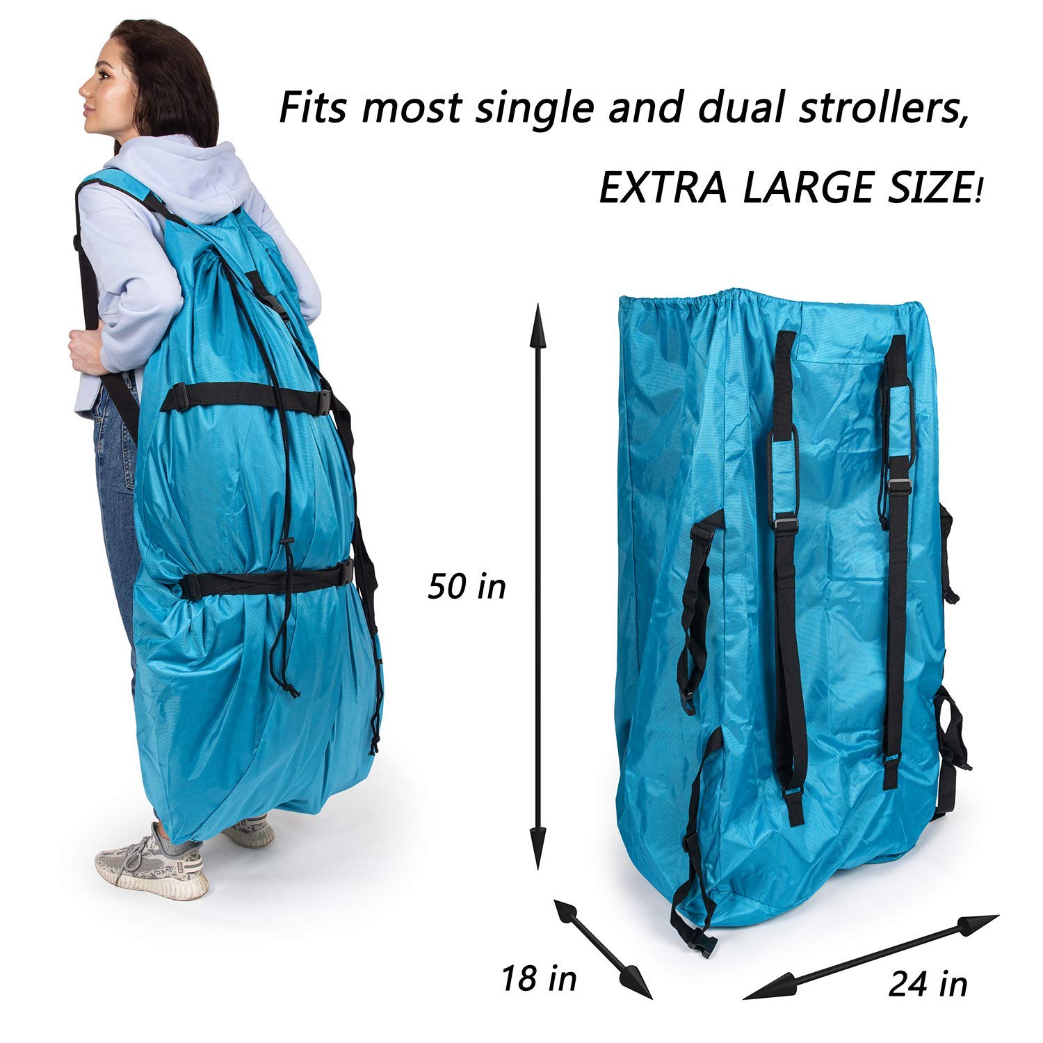 Glogex Stroller Travel Bag for Airplane, Gate Check Stroller Bag, Durable, Lightweight, Waterproof, with Carry Straps, Easy to Transport