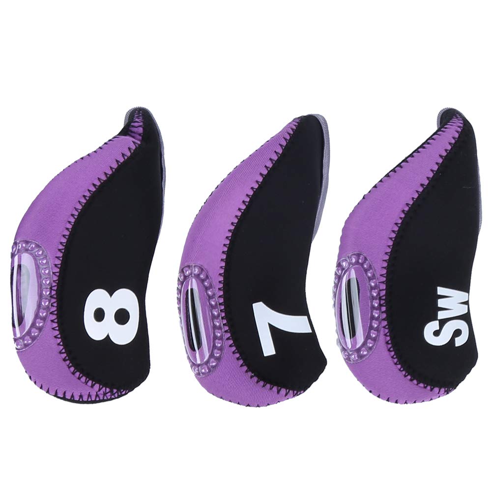 Accessory, Black Purple Number 10PCS Universal Putter Headcover Soft for Outdoor
