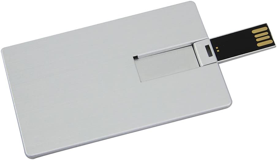 64GB USB 2.0 Flash Drive Credit Card Bank Card Shape Pen Drive Thumb Drives Memory Stick Pendrive Jump Drive Flash Disk-Silver
