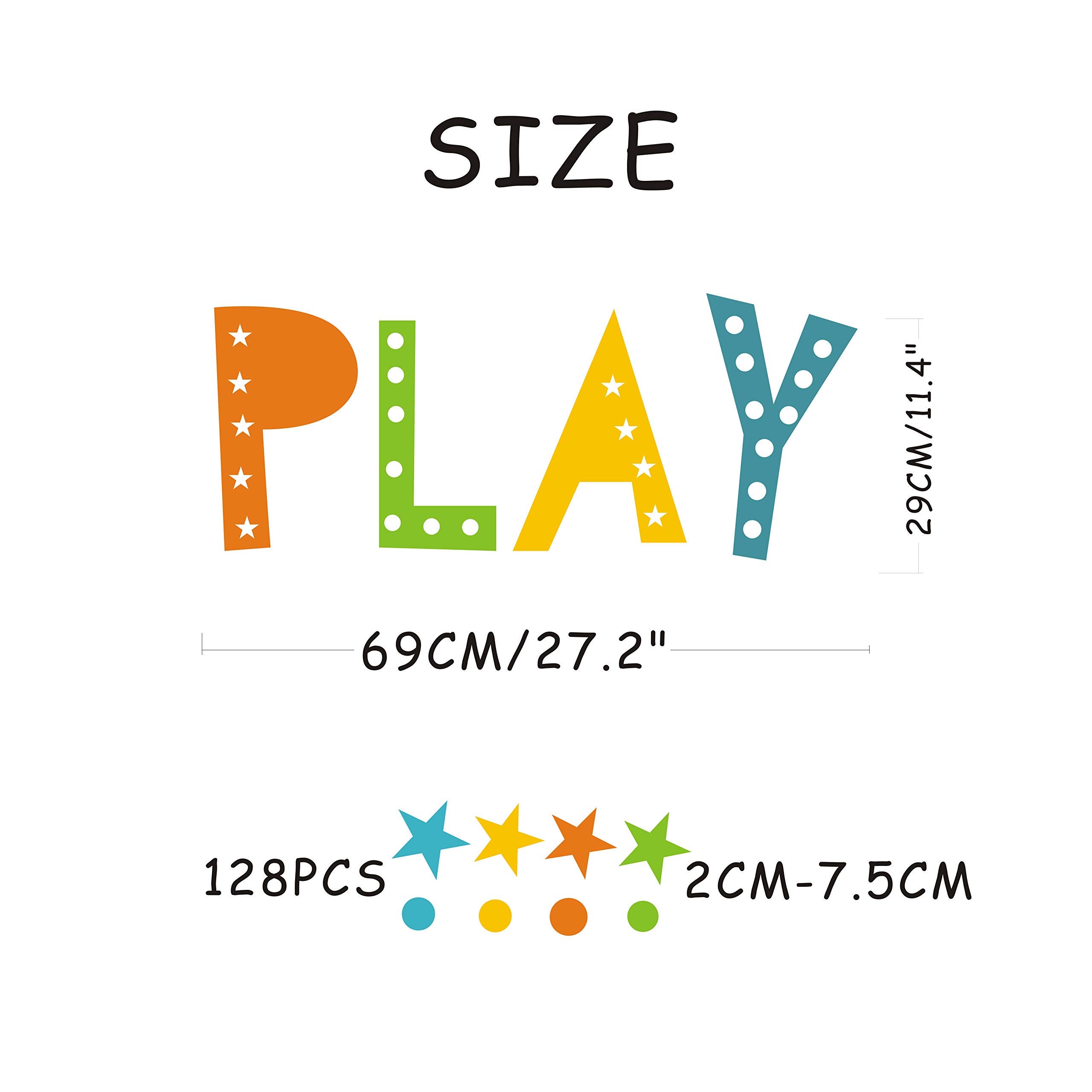 Play Wall Decals Playroom Wall Decor Modern Wall Decals for Kids Girls Boys Bedroom Nursery Wall Stickers Star Wall Decals Dots Wall Art A62 (Play Room)