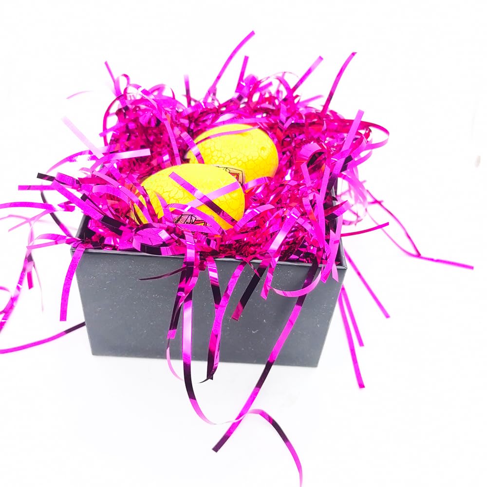 Amsthow Gift Wrap Shredded Filler Basket Grass 1/2 LB Shiny Pink Cut Shred Raffia Box Stuffing for Christmas Birthday Wedding Wrapping Shower (Pink)