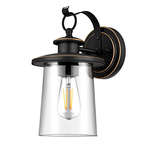 Revtronic 00393 Outdoor Wall Lights, Oil Rubbed Bronze, Exterior Light Fixtures for Bulb Security Camera, Front Porch Lighting, Farmhouse Coastal Sconce Lantern for Outside, House, Garage, ETL Listed
