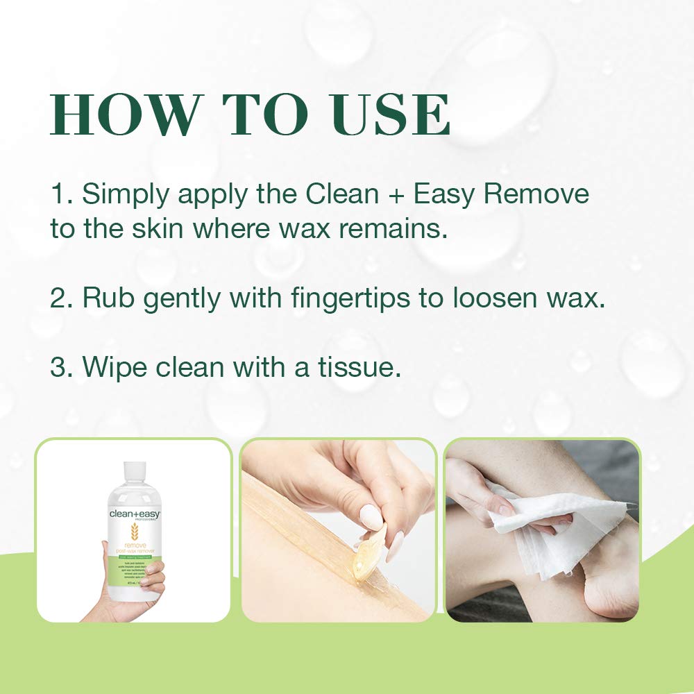 Clean + Easy Remove - After Wax Remover for the Skin with Wheat Germ Oil, Post Waxing Cleanser, 16 oz