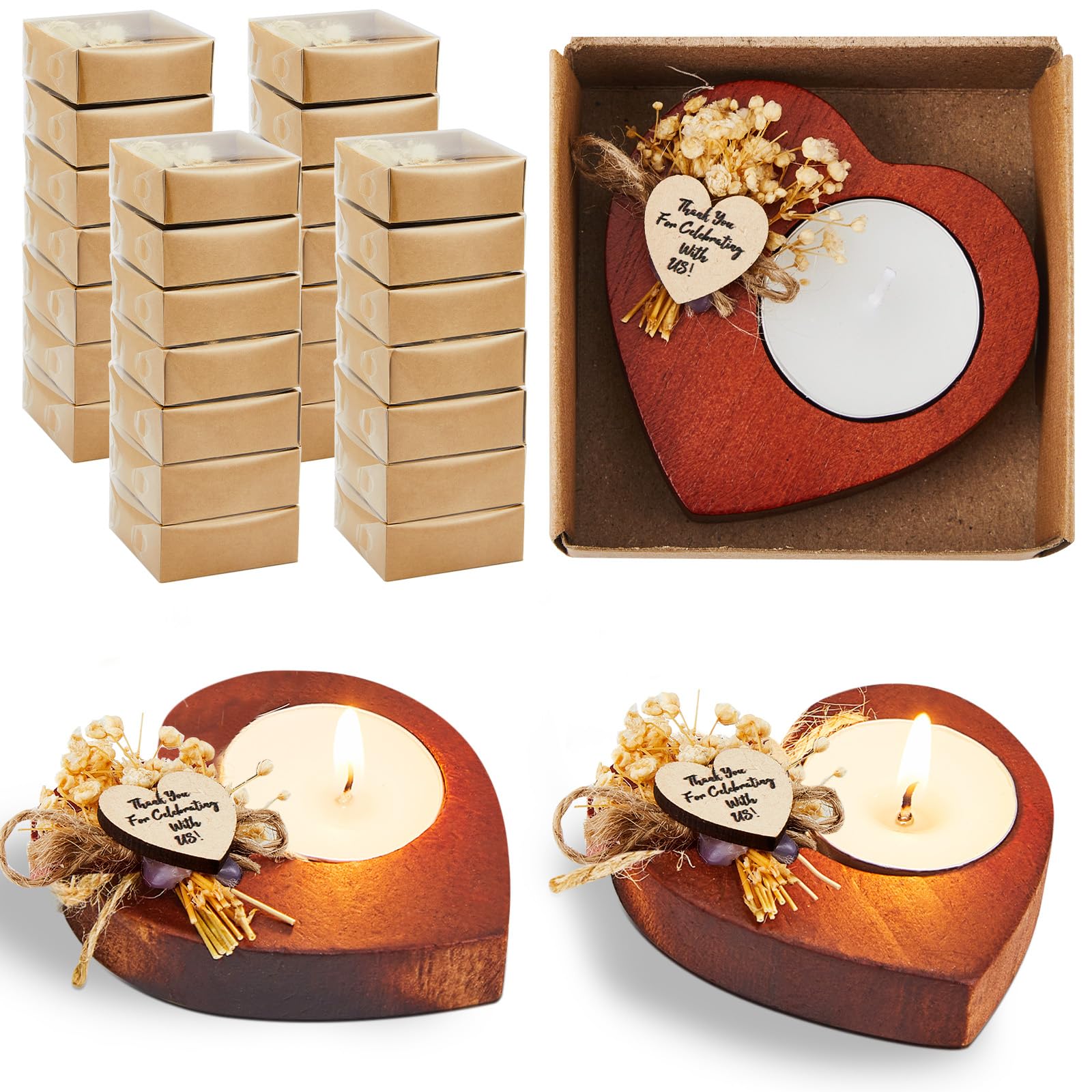 Otuuz Wedding Candle Bulk Bridal Shower Candles Rustic Wedding Favors for Guests Bulk Wedding Gifts Candles for Anniversary,Engagement, Party Favors Decor(Deep Wood Color, 50 Pcs)