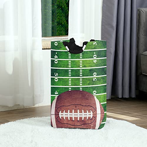 ALAZA American Football Field and Ball Laundry Basket with Handles, Durable Laundry Hamper Bag Collapsible Cloth Storage Bin for Home Bedroom Bathroom College Dorm