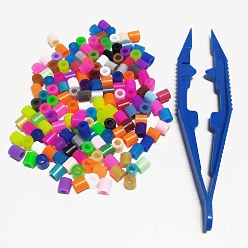 Three-Color Plastic Fuse Beads Tweezers Handmake Beads Crafts, Manual DIY Creative Craft Game Tool for Kids(1 Pack of 6 Tweezers,White,Green,Blue)