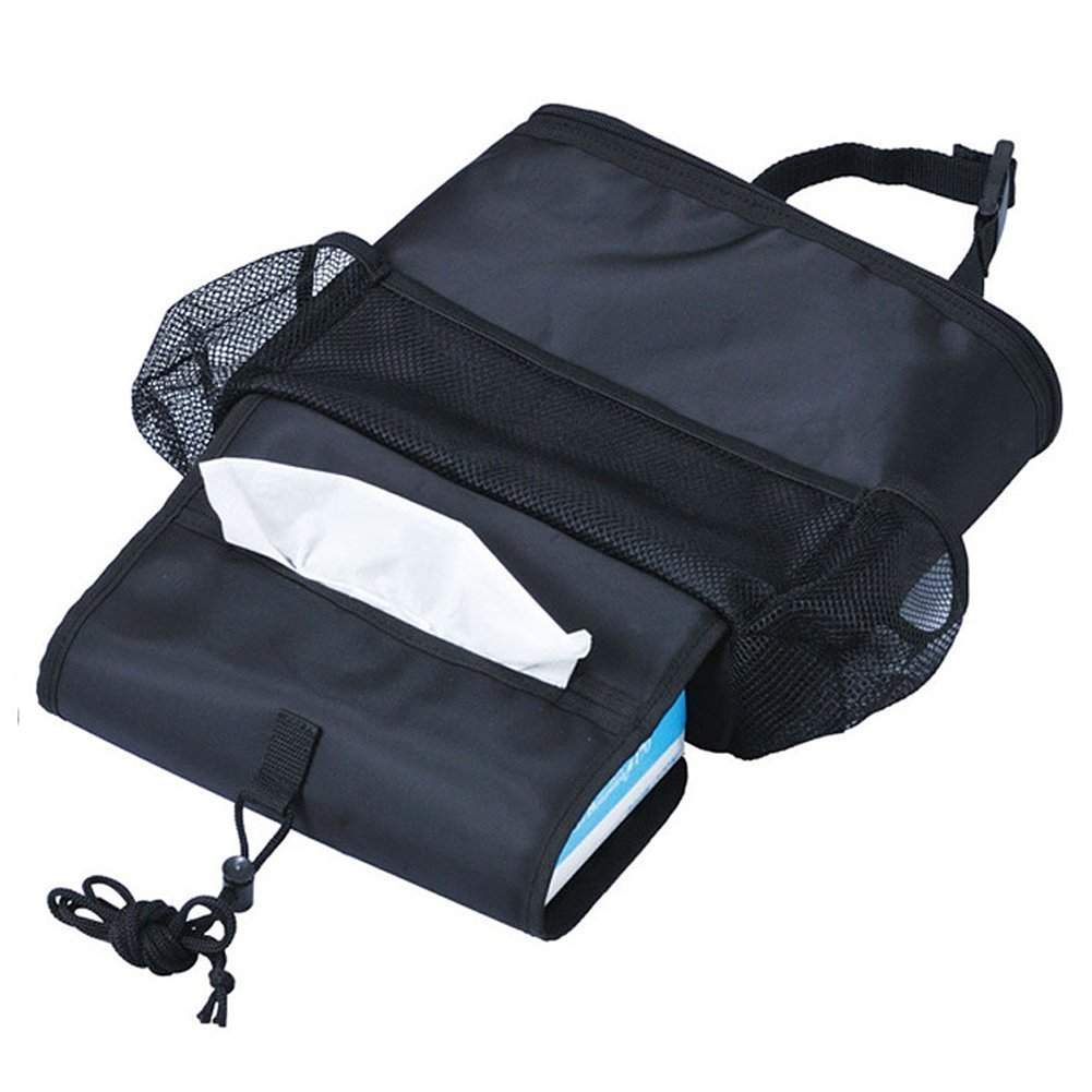FrontTech Car Seat Back Organizer, Auto Seat Multi-Pockets Travel Storage Bag, Insulated Car Seat Back Drinks Holder Cooler, Storage Bag Cool Wrap Bottle Bag with Mesh Pockets