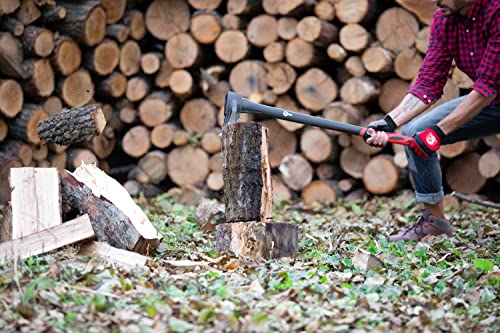 INTERTOOL 35-inch Splitting Maul, Wood Splitter Axe for Logs, 5 lb / 2270 g, Shock Absorbing Fiberglass Anti-Slip Handle with Blade Cover HT-0275