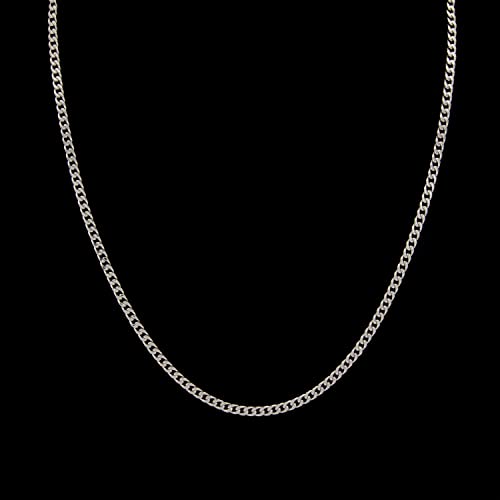 3MM Micro Cuban Necklace 16" 18" 20" 24" - White Gold (18)