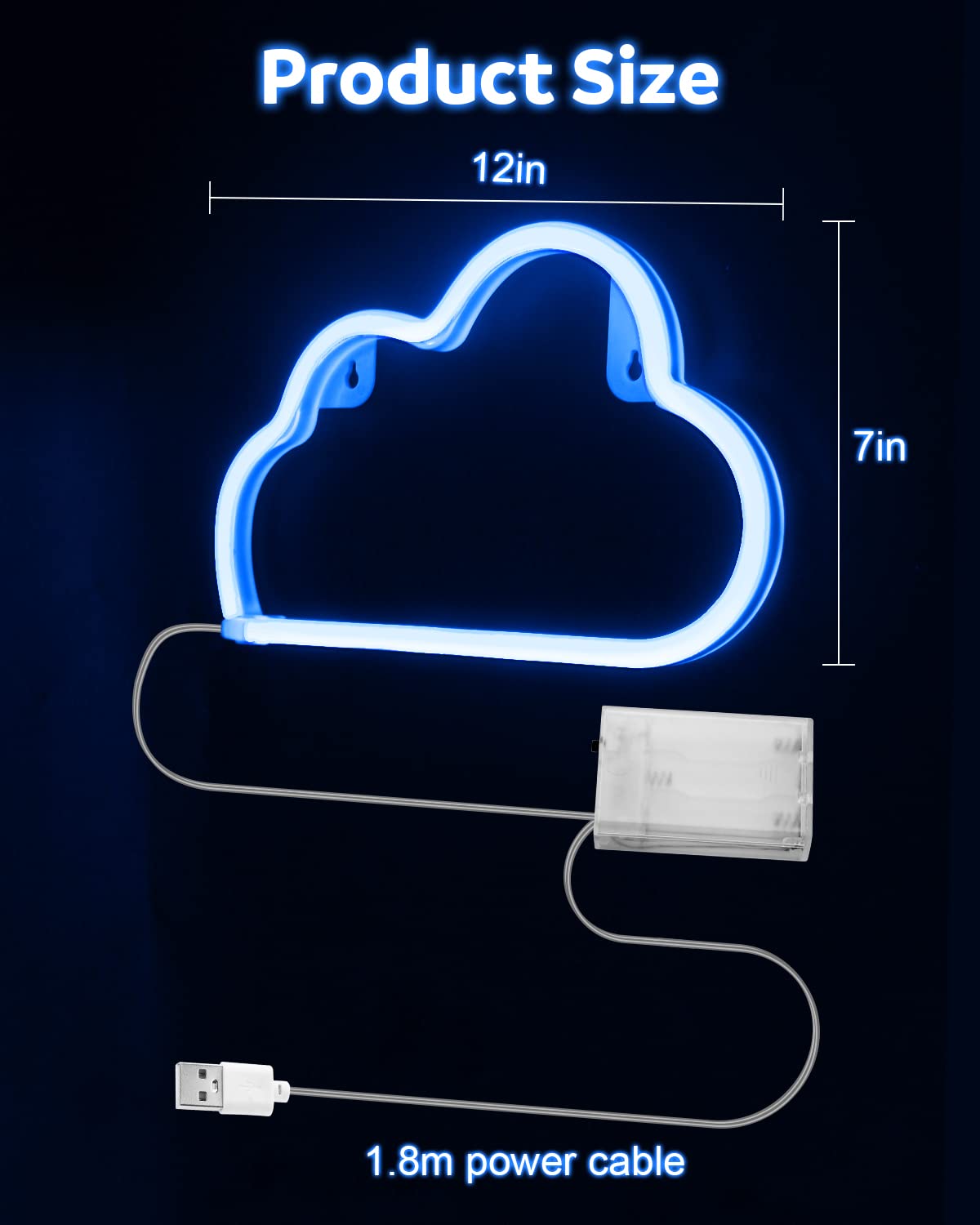 Aclorol Cloud Neon Signs Neon Light Sign for Wall Decor Battery/USB Powered Led Cloud Lights Blue for Aesthetic Room Dec, Bedroom, Kids Room, Living Room Party Wedding(Batteries Not Included)