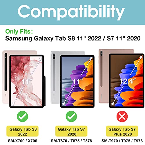 ProCase Galaxy Tab S8 2022 / Tab S7 2020 11 Inch Case (SM-X700/706/T870/T875) with S Pen Holder, Rugged Heavy Duty Shockproof Rotating Kickstand Protective Cover for Galaxy Tab S8 S7 11" -Moroccoblue