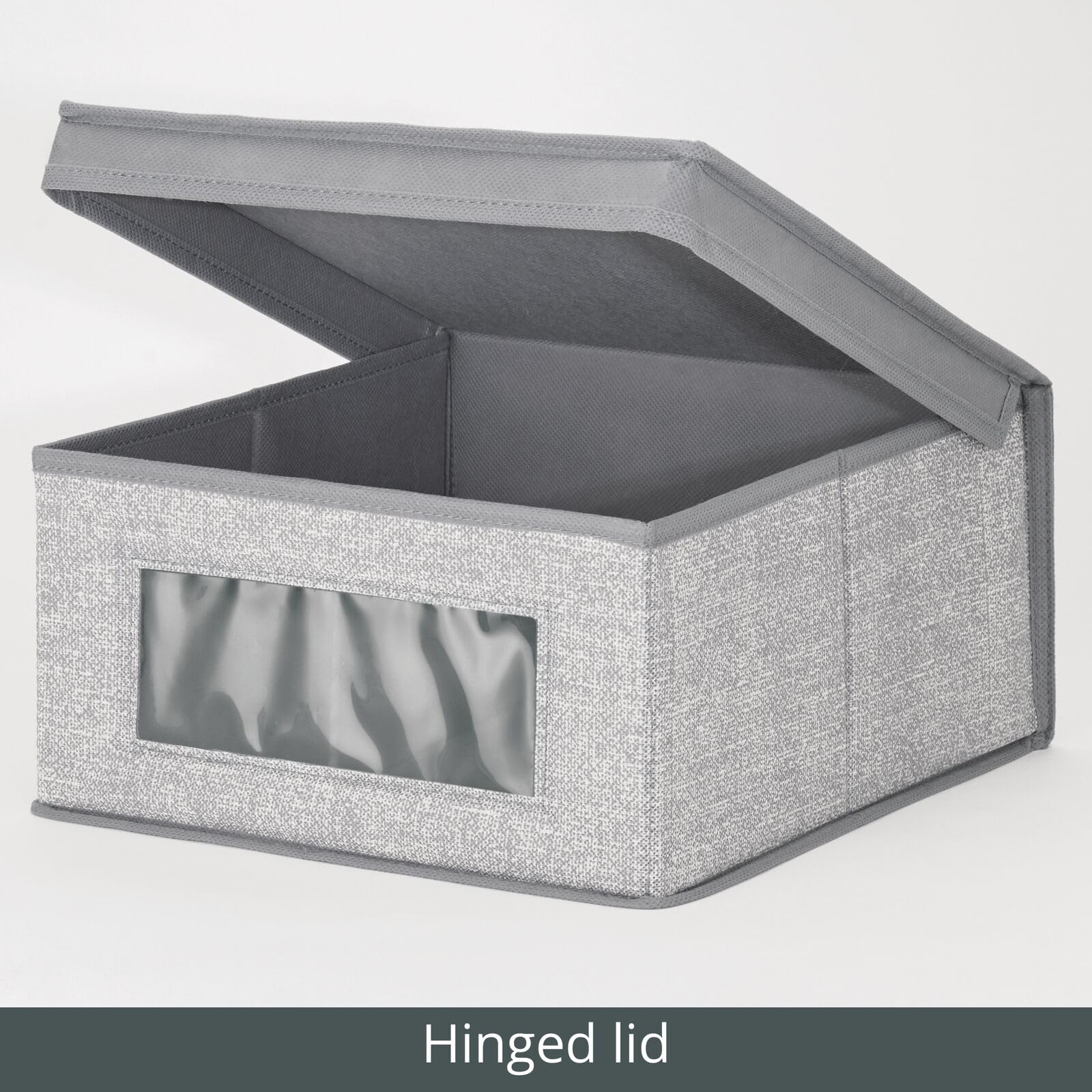 mDesign Fabric Baby Nursery Storage Organizer Chest with Window/Lid - Soft and Sturdy Toy Box for Doll Clothes, Animal, Dress Up Wardrobe, Accessories, Lido Collection, 8 Pack, Gray