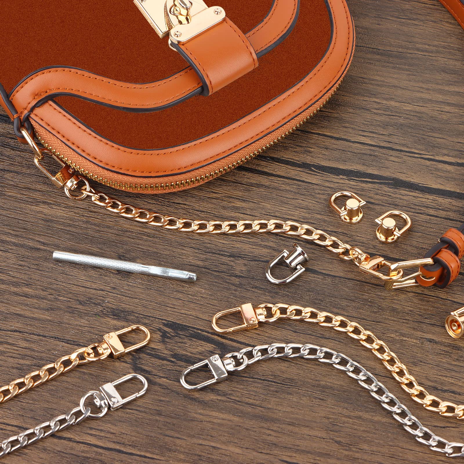 8 Pieces Purse Chain Strap Purse Strap Extender DIY Flat Chain Strap Handle Bag Accessories Charms Decoration for Purse Handbags Shoulder Bag