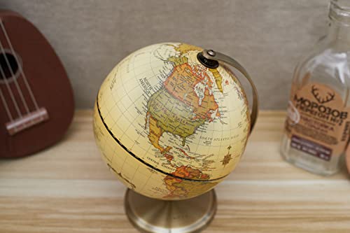 Annova Antique Globe Dia 5.5-inch / 14CM - Educational/Geographic/Modern Desktop Decoration - Stainless Steel Arc and Base - for School, Home, and Office (Antique 5.5β)