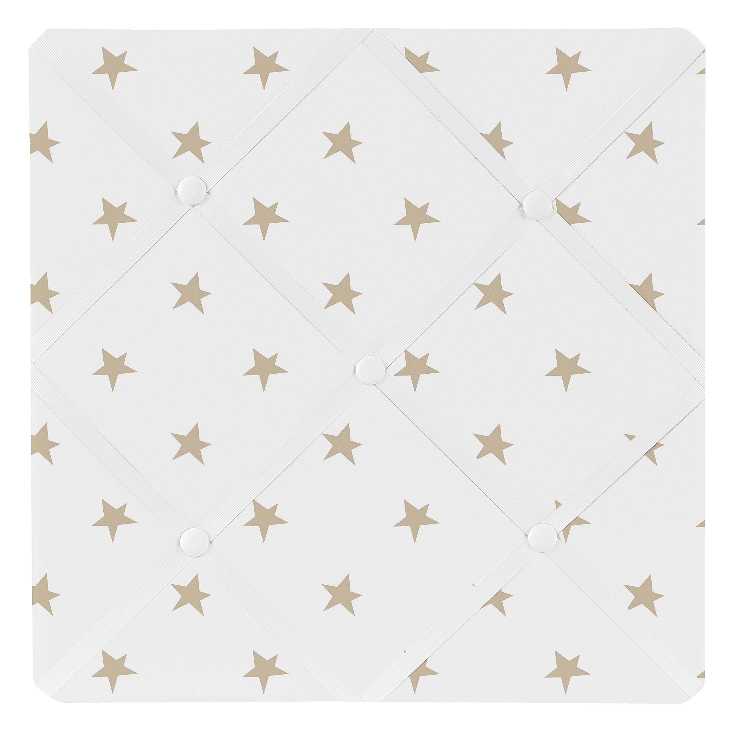 Gold and White Star Fabric Memory Memo Photo Bulletin Board for Celestial Collection by Sweet Jojo Designs