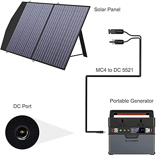 ALLPOWERS Solar Extension Cable with MC-4 Female and Male Connector to DC 5.5mm x 2.1mm (5.5X 2.5mm Connector Included) Power Pole Port, 1.5M 16AWG Connector for Solar Panel to Portable Generator