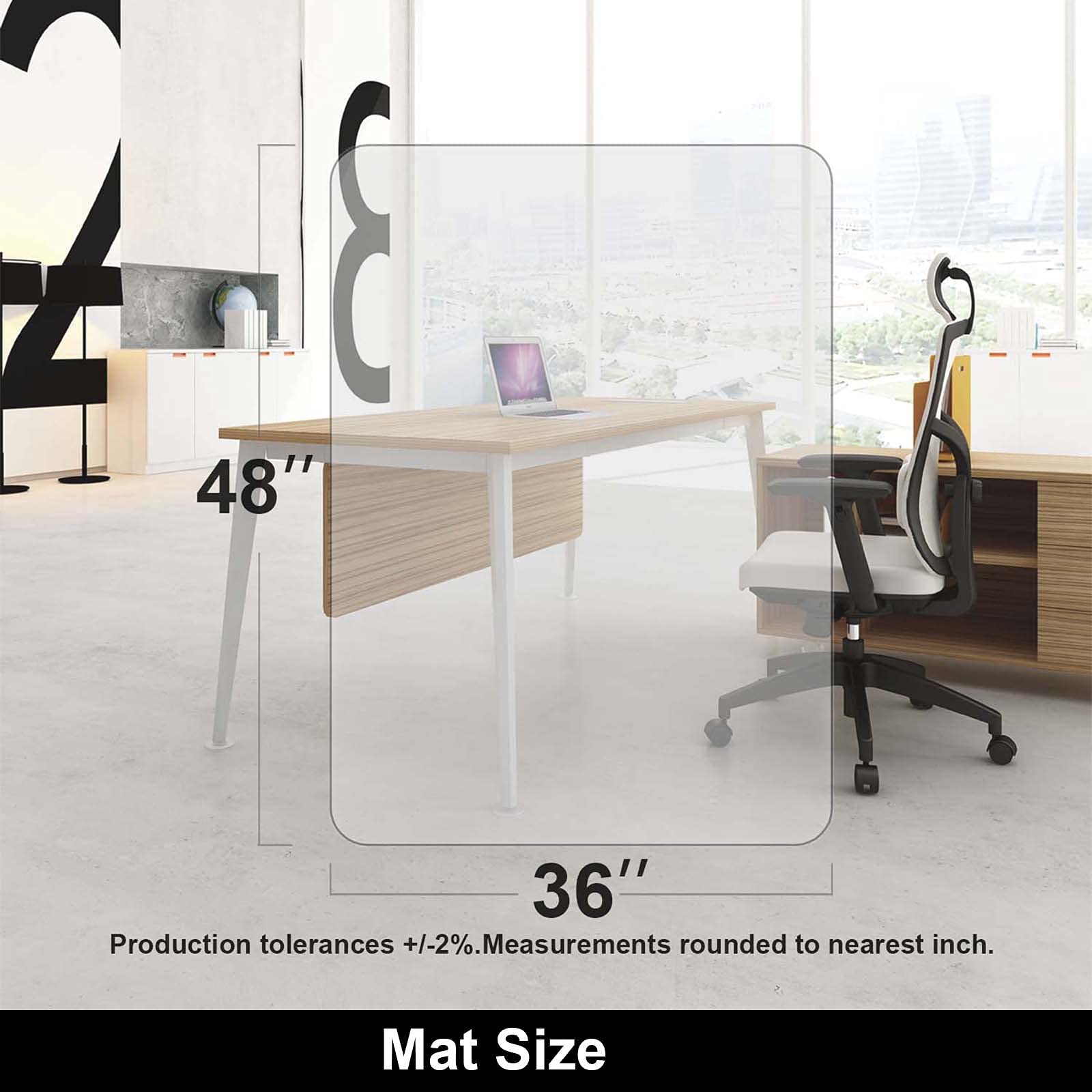AiBOB Office Chair Mat for Hardwood Floors, 36'' X 48'' Heavy Duty Floor Mats for Computer Desk, Easy Glide for Chairs, Flat Without Curling