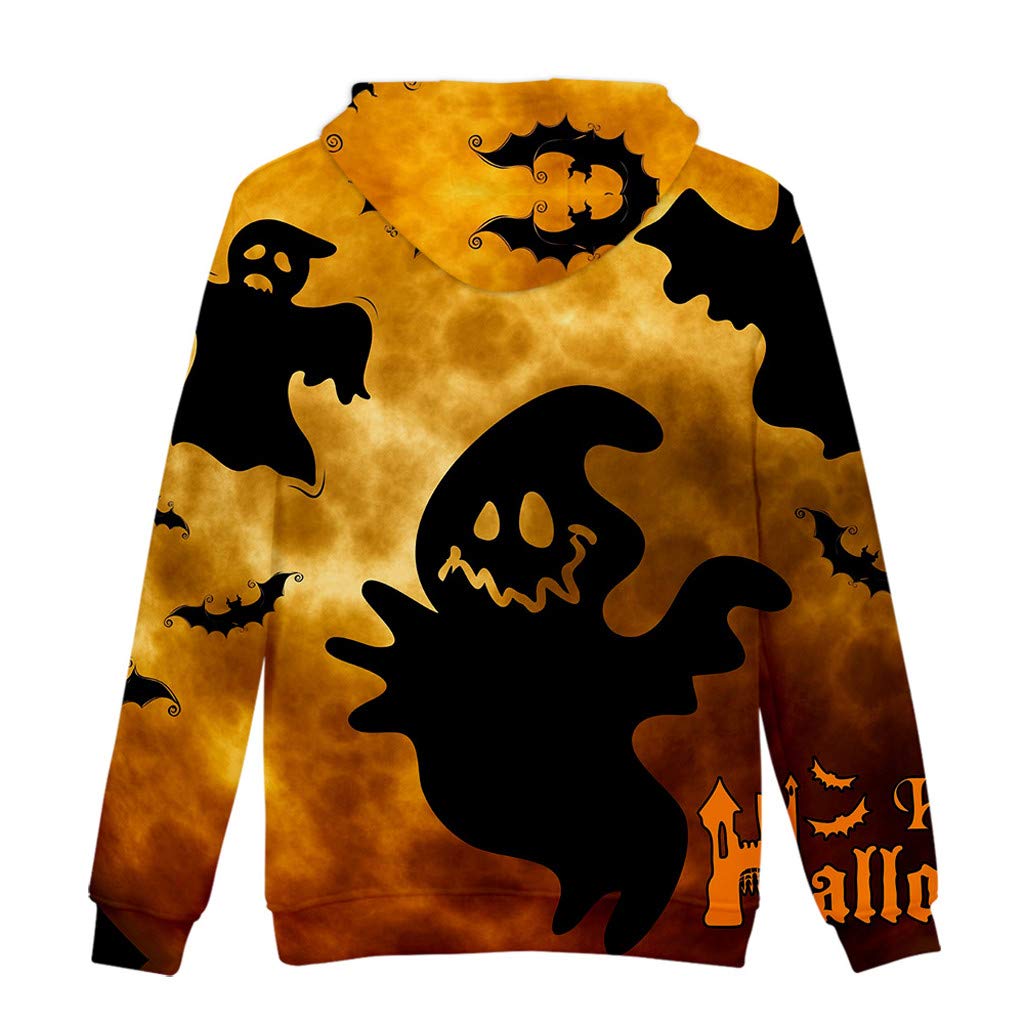 CapsA Halloween Hoodies Costumes for Women Long Sleeve Pumpkin Print Hoodie Top Blouse Funny Pullover Hooded Clothes