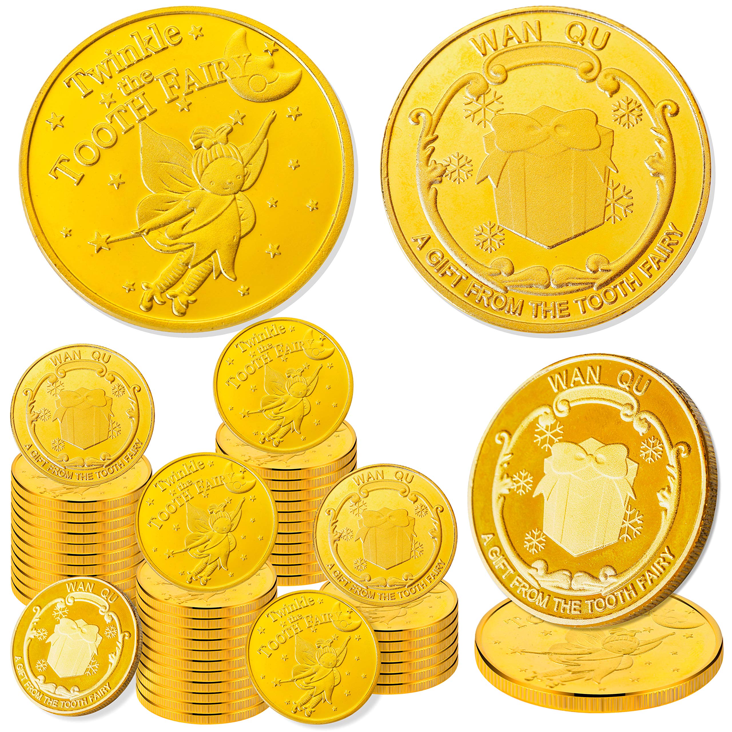 PROLOSO 8 Pcs Golden Tooth Fairy Coins Novelty Gift Coins Tooth Fairy Money for Lost Tooth Kids