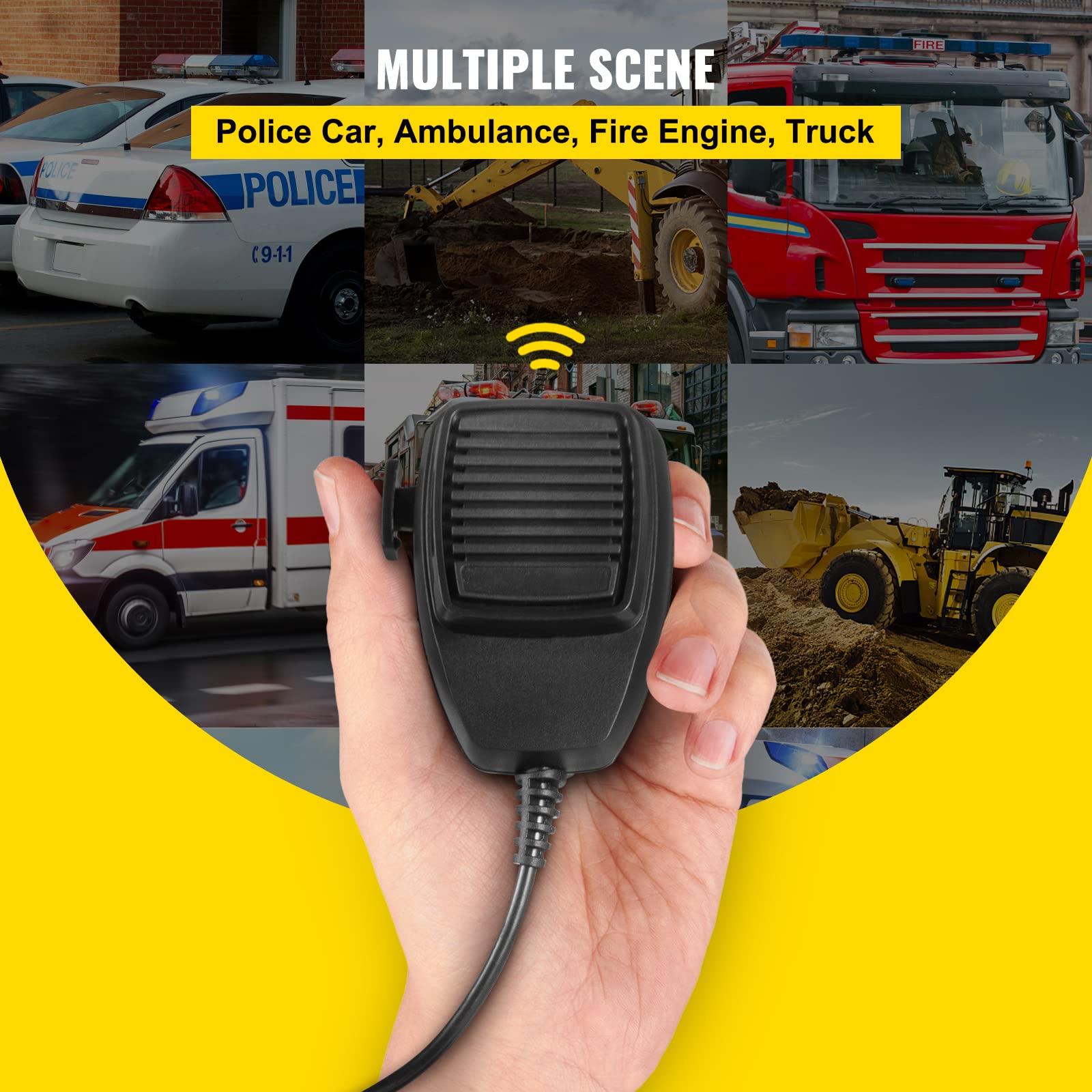 Vevor Police Sirens 200W 9-Tone Car Warning Alarm Handhold Microphone Light Control Switches Emergency Electronic PA System for Cars Fire Trucks : Electronics