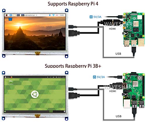 5inch HDMI LCD Resistive Touch Screen LCD, 800x480 Supports Raspberry Pi 4B/3B+/3B/2B/B+/A+/Zero/Zero W,Windows 10/8.1/8/7, BB Black, as Well as General Desktop Computers