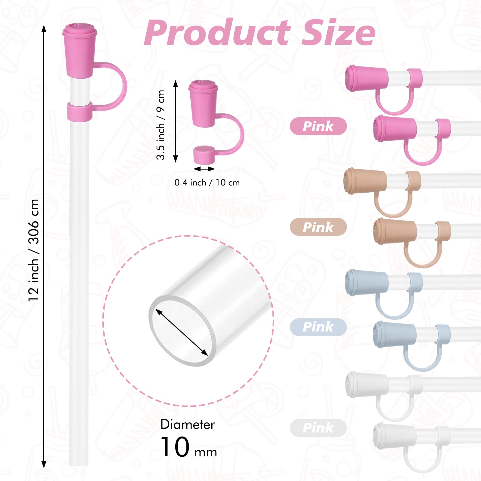 8 Straws with Cover Cap for Stanley Tumbler Replacement - Reusable Straw with Stopper Tips, Perfect for Stanley Cup with Handle H2.0, 14, 20, 30, 40oz Accessories (D_8 Clear Straws + 8 Tumbler Covers)
