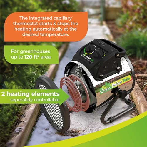 Bio Green PAL 2.0/US Palma BioGreen Basic Electric Fan Heater for Greenhouses, 2 Year Warrenty, 11 x 8 x 12.5" / 280 x 195 x 315 mm
