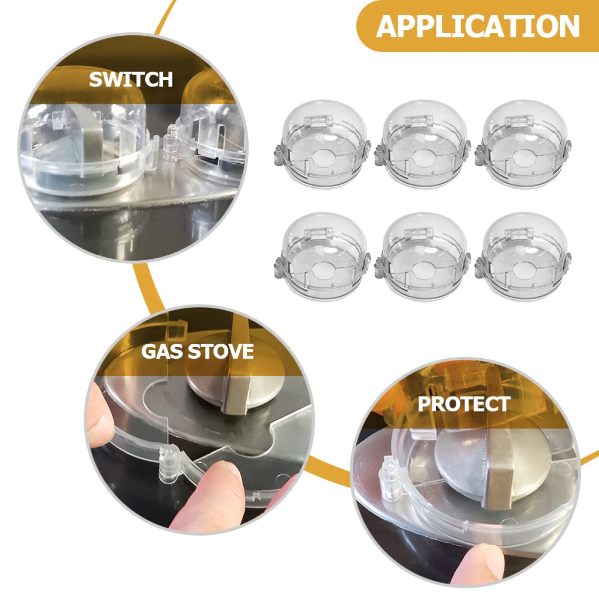 6pcs Child Gas Stove Knob Covers Protective Covers Stove Baby Safety Kitchen Accessories Universal Fit Transparent Oven Knob Caps