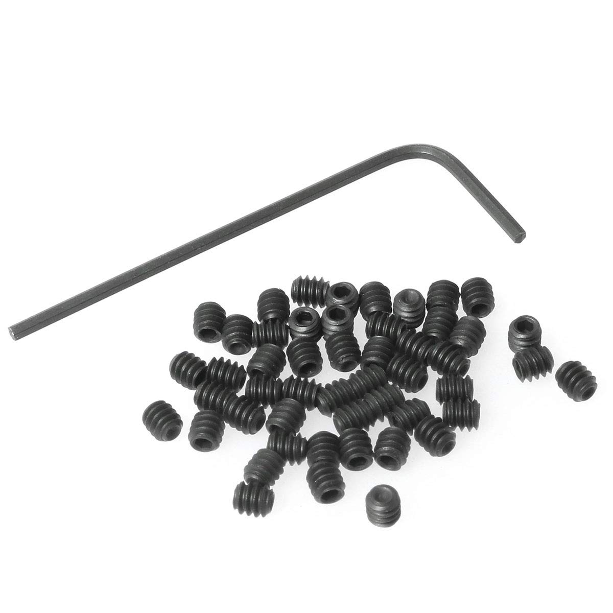 PSCCO 50PCS Stainless Steel 4-40 x 1/8" Cup Point Socket Set Screws with 1.27mm Hex Key Wrench