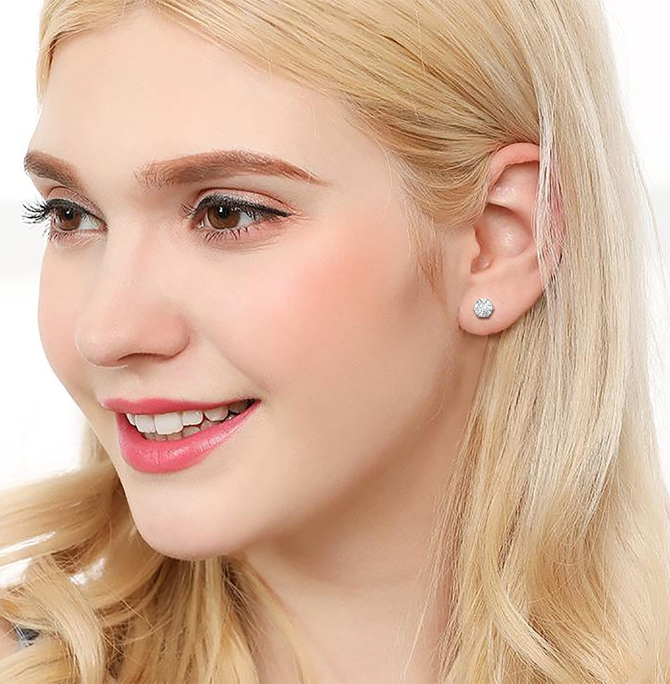 6 Pairs Stainless Steel Stud Earrings Set,Stainless Steel Hypoallergenic Cubic Zirconia Earring Stud earrings Set(6 Pairs)