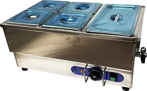 INTBUYING 5 Pan Food Warmer Steam Table Countertop Steamer Kitchen Supply