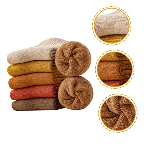 6 Pairs Stockings Thermal Crew Cozy Thickened Wool & Boot Soft Warm Comfort Women Tube Striped Medium Elastic Thick Breathable Causul Hiking Comfortable Men Winter