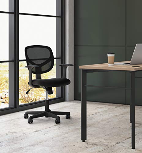HON BSXVST102 Sadie Swivel Mid Back Mesh Task Arms-Ergonomic Computer/Office Chair (HVST102), Black